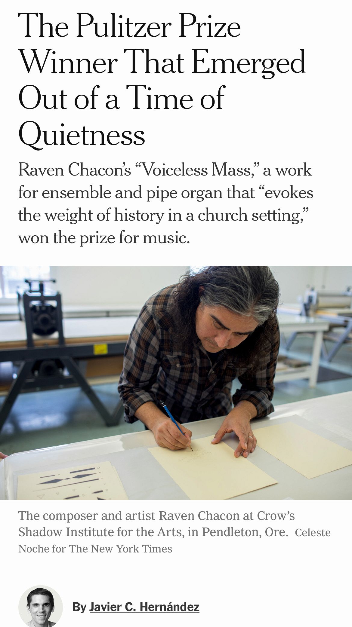Raven Chacon Wins Pulitzer Prize in Music - Independent Curators ...